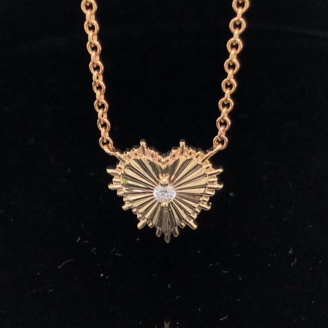 Art Deco Heart And Diamond Necklace